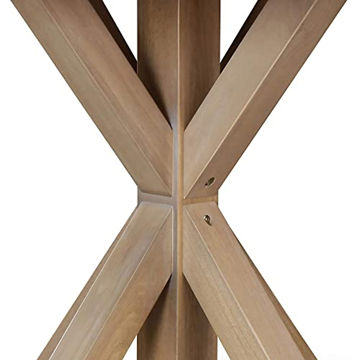 Finch Alfred Round Solid Wood Rustic Dining Table for Farmhouse Kitchen Room Decor, Wooden Trestle Pedestal Base, 46.5" Wide Circular Tabletop, Distressed Beige