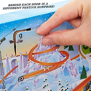 Hot Wheels 2021 Advent Calendar with 24 Surprises That Include 8 1:64 Scale Vehicles & Other Cool Accessories, Plus a Play Pane Mat, for Collectors & Kids 3 Years Old & Up
