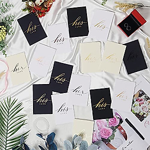 CARAVELOVE Vow Books for Wedding His and Hers Vows Book with 28 Pages-5.9''×3.9'' Vow Booklet (Black+White/Gold Foil)