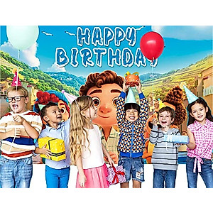 ZEADERS Luca Theme Party Supplies Photography Backdrop Baby Happy Birthday Party Banner Photo Background Cake Table Decoration for Indoor Outdoor Living Room Yard