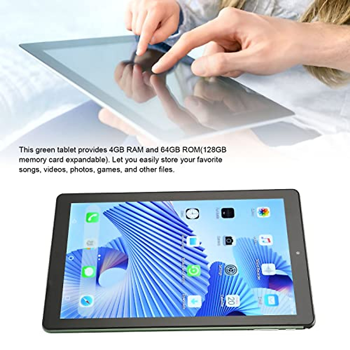 Qinlorgo HD Tablet, Dual Camera 4GB RAM 64GB ROM 10.1 Inch Office Tablet for Business (US Plug)