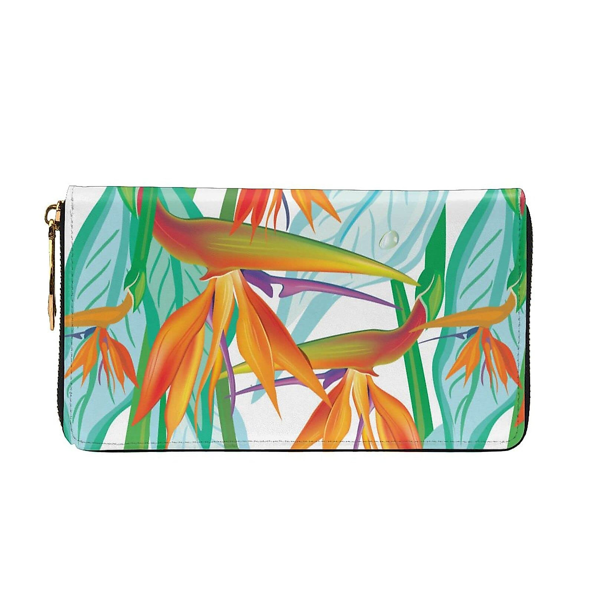 Leather Clutch Wallet Cell Phone Purse Fashion Wristlet Handbag For Women Men-Birds Of Paradise Flower