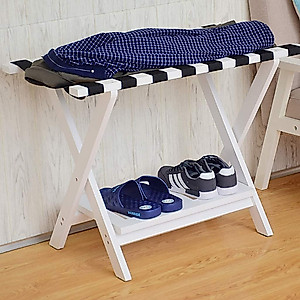 ELEdvb Luggage Rack Hotel Luggage Rack Hotel Room Foldable Solid Wood Suitcase Holder Luggage Rack Shelving Suitcase Backpack