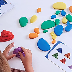 Rainbow Pebbles - Set of 36 Sorting and Stacking Stones with 20 Activity Cards - In Home Learning Toy for Early Math