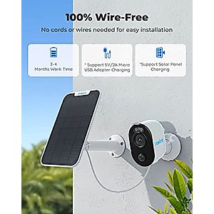 REOLINK Security Camera Outdoor, No Hub Needed, 2K Resolution, Wireless Battery Solar Powered, Color Night Vision with Spotlight, 2-Way Talk Live View, Built-in Siren, Argus 3 with Solar Panel
