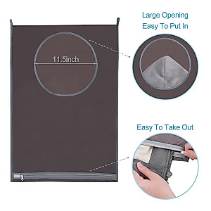 QUMENEY 2 Pack Door Hanging Laundry Hamper, XL Hanging Laundry Bag with 4 Hooks Over Door Laundry Hampers for Dirty Clothes, Large Laundry Organizer Bag for Bedrooms Dorms Closets（31"X 20",Grey)