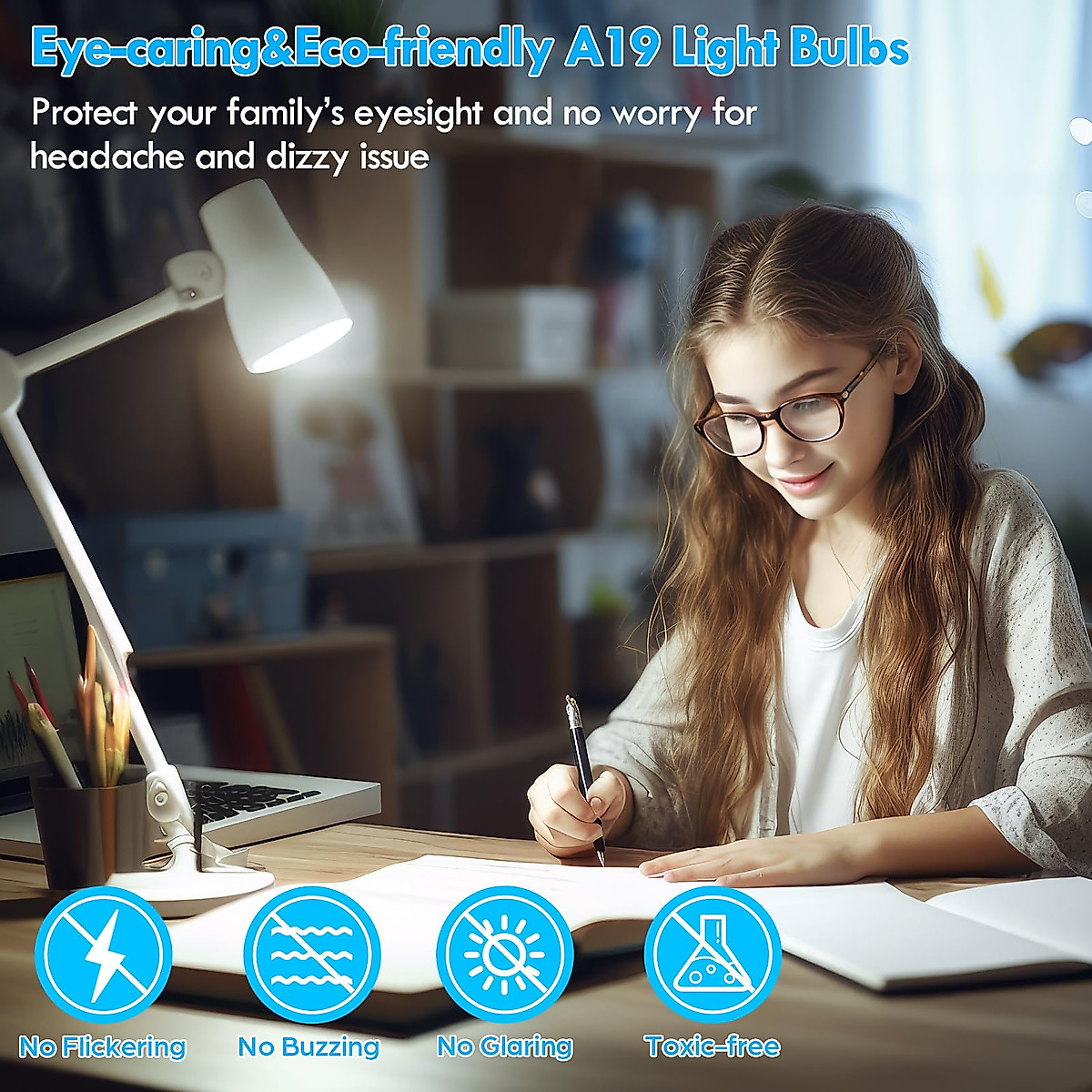 LED Light Bulbs 100 Watt Equivalent 1600 Lumens, A19 14W Super Bright Daylight White 5000K LED Bulbs, Standard E26 Medium Screw Light Bulbs Non-Dimmable, 25000+Hrs Lifespan, No-Flicker, 12-Pack