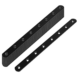 10 PCS Black Flat Mending Plate Steel Straps Straight Repair Plates Brace, 9-5/8" x 3/4" Joining Plates Repair Fixing Bracket Connector Thickness 1/8", Max. Load 60LB, Screw not Included
