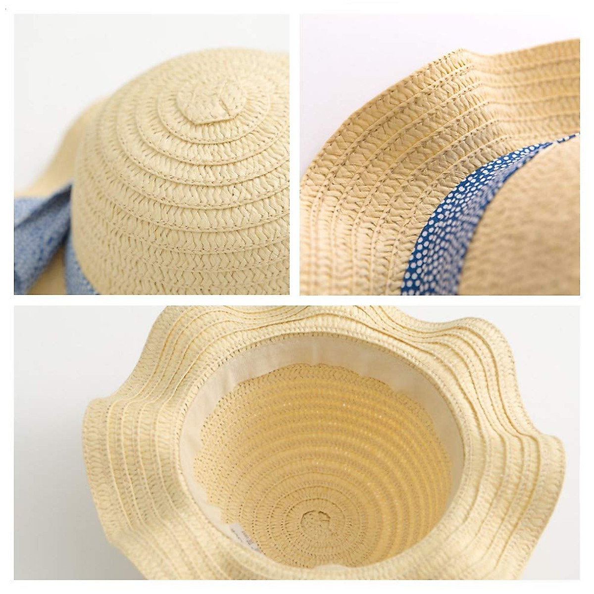 Spring/Summer Cotton Baby Girls 's Outdoor Bowknot Sun Hat/Beach Hat (18.5 in(47 cm)/6-12 Months, Straw hat)