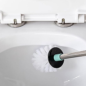 Creative Brush Toilet Brush Stainless Steel Long Handle Toilet Cleaner Brush Round Brush Head Toilet Bowl Brush and Stand