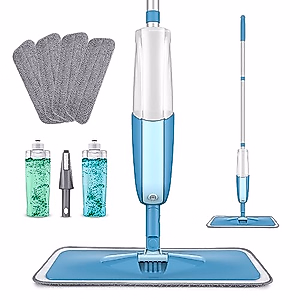 Dust Dry Mops for Floor Cleaning Spray Floor Mops - MEXERRIS Microfiber Wet Mops with Spray 4X Washable Pads Hardwood Floor Cleaning Mop 2X Bottles Commercial Home Use for Laminate Wood Vinyl Tiles