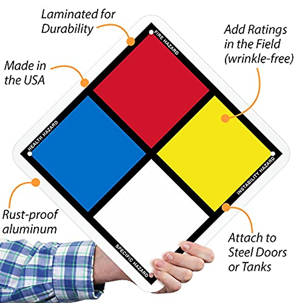SmartSign - S-5551 NFPA Adhesive Label Kit (Placard, Digits & Symbols) | 25.5" Tall (Tip-to-Tip) Diamond Laminated Vinyl 25.5" Tall Laminated Vinyl Kit