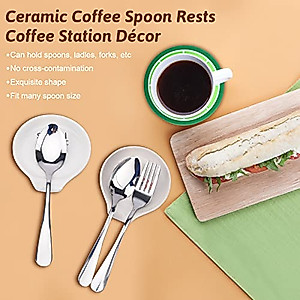 2Pcs Spoon Rest, 4in Coffee Spoon Rest Kitchen Cooking Spoon Holder for Stove Top, Kitchen Counter & Coffee Bar Station, Small Ceramic Spoon Rest for Spoon Fork Ladles Whisks and Kitchen Gadgets