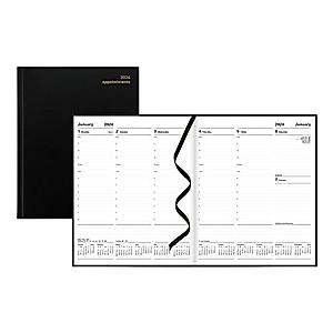 Letts of London Principal Weekly Planner, 12 Months, January to December, 2024, Week-to-View with Appointments, Quarto Size, 10.25" x 8.25", Black (C30YABK-24)