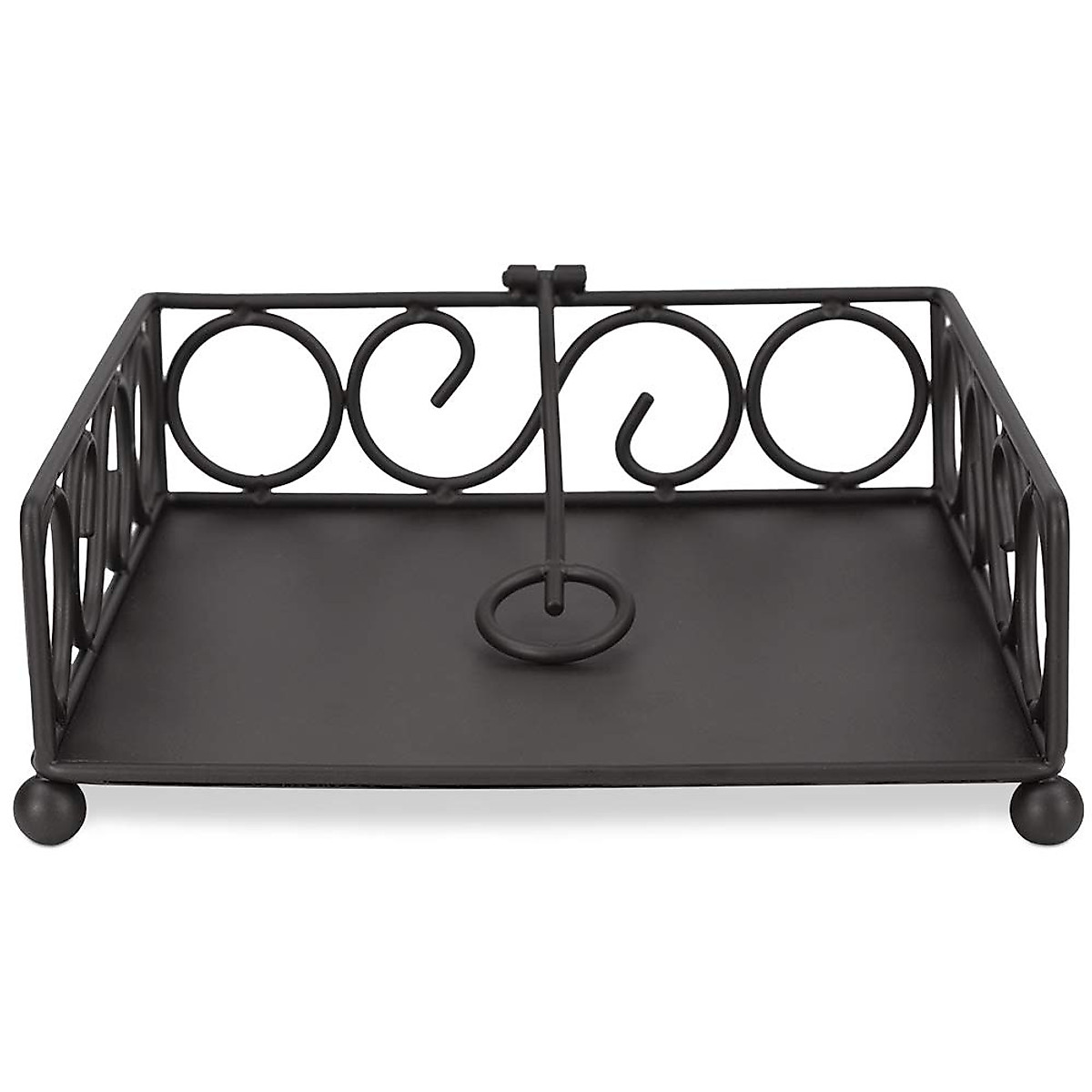 Scroll Design Flat Napkin Holder (Black), By Home Basics / With Weighted Pivoting Arm | Table Napkin Holder / Napkin Holders For Kitchen
