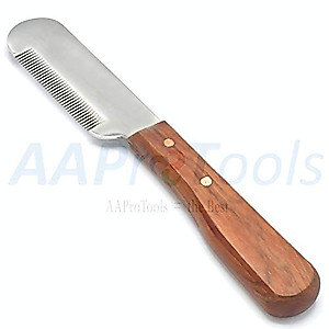 AAProTools Dog Grooming Coat Stripping Knife Stripper Trimmer Tool Wooded Handle Tripping Knives 3 inch Blade Stainless Steel Medium