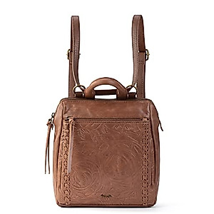 the sak Women's Loyola Mini Convertible Backpack in Leather, Teak Leaf Embossed, One Size