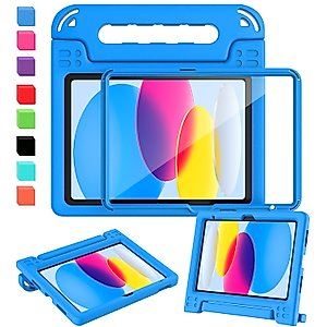 AVAWO Case for iPad 10th Generation 2022 10.9 Inch, iPad 10th Case Kids, Built-in Screen Protector, Heavy Duty Shockproof Handle Stand Child Protective Cover for iPad 10.9" 2022(10th Gen), Blue