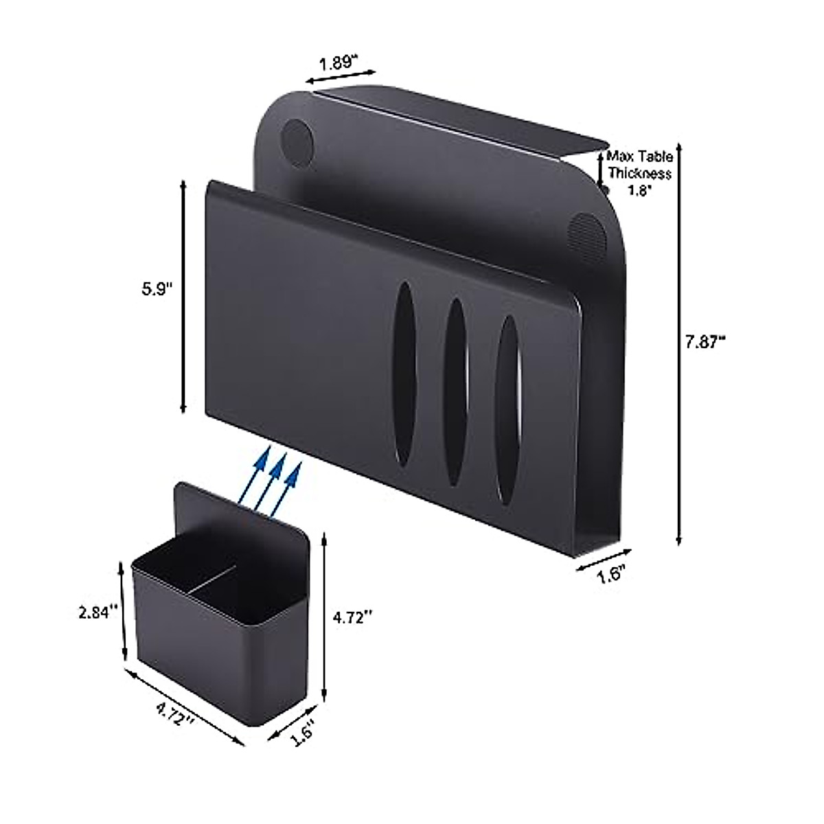 Meekakee Desk Laptop Holder Clamp-On Desk Organizer, No Drilling Standing Desk Drawer, Under Desk Cable Management Tray,Side Desk Organizer(Black)