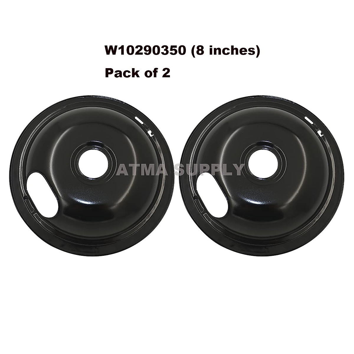 W10290350 and W10290353 Range Cooktop Porcelain Drip Pans Set Compatible with Whirlpool Includes 2 8-Inch and 2 6-Inch Pans,4pack, Black