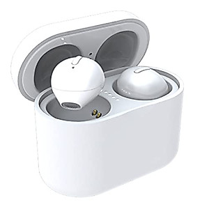 Xmenha White Invisible Earbuds Long Endurance Hours Playtime Mini Bluetooth Earbuds True Wireless Earbuds Stereo HiFi Music IPX5 Waterproof Noise-Cancelling Discreet with Wireless Charging Case