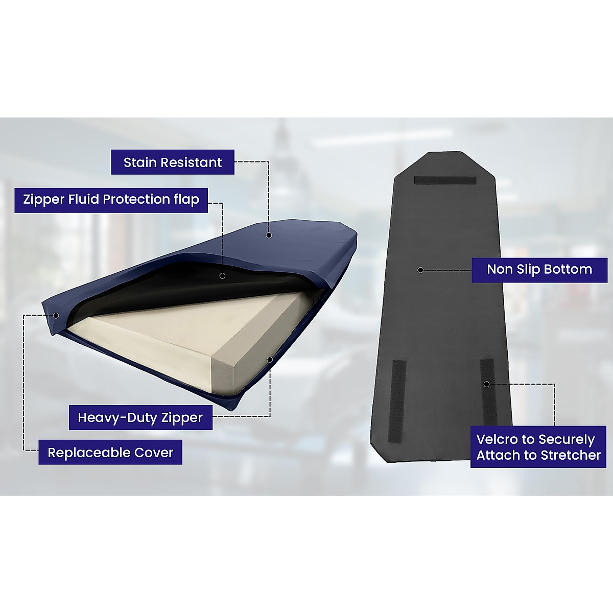 Medtrica Economy Line Stretcher/Gurney Replacement Mattress with Vinyl Cover - Fits Stryker and Hill-ROM Stretchers and Gurneys