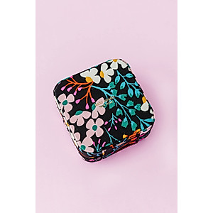 Kate Spade New York Black Travel Jewelry Case, Small Jewelry Box to Organize Rings, Necklaces, Earrings, Fall Floral, Fall Floral, Modern