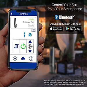 Lasko 42" Portable Outdoor Tower Fan with Bluetooth Technology for Decks, Patios and Porches with 4 Speeds, Night Mode, Internal Oscillation, Black, YF200