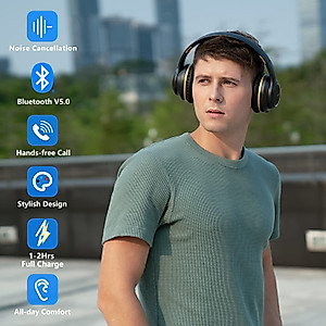 Srhythm NC15 Noise Cancelling Headphones Bluetooth Over-Ear Headset with Mic for Teens, Adults Online Class/Home Office/TV/PC/Phone