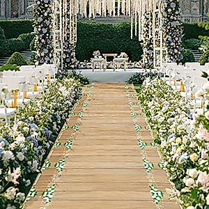 FANPROMS Wood Grain Aisle Runner for Wedding Ceremony 4FTx15FT Ployester Aisle Floor Runner Floral Carpet Runner with Carpet Tapes Rustic Aisle Runner Rug for Wedding Banquet Party Prom Runway