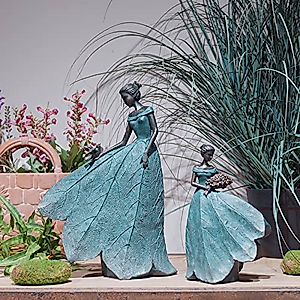 Guichifun Fairy Statue Collection Home Decoration - Leaf Angel Girls Resin Home Decor for Outside or Inside Rustic Garden Outdoor Yard Decorations Figurines Gift 5.5 x 3.25 x 8 Inch