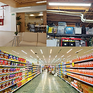 4FT LED Linear Strip Stairwell Light Fixture, 80W, 8800lm, 3000K/4000K/5000K, IP20, SCR Dimmable 4 Foot Commercial Grade Indoor LED Shop Ceiling Light Fixture for Workbench Workshop Warehouse, FCC