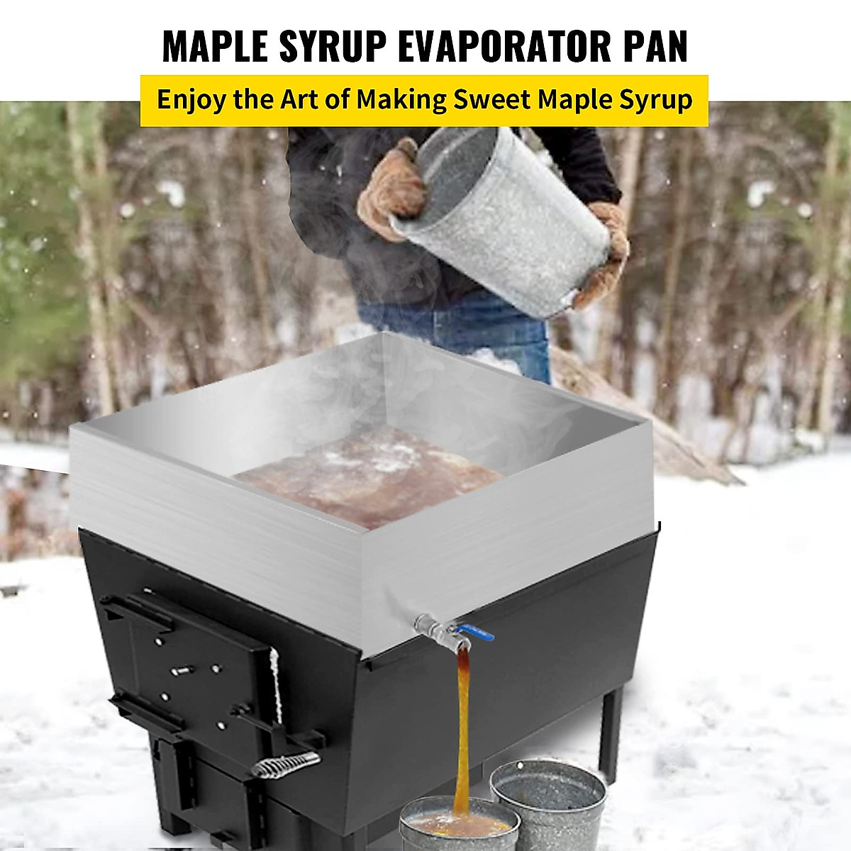 VBENLEM Maple Syrup Evaporator Pan 24x24x7 Inch Stainless Steel Maple Syrup Boiling Pan for Boiling Maple Syrup