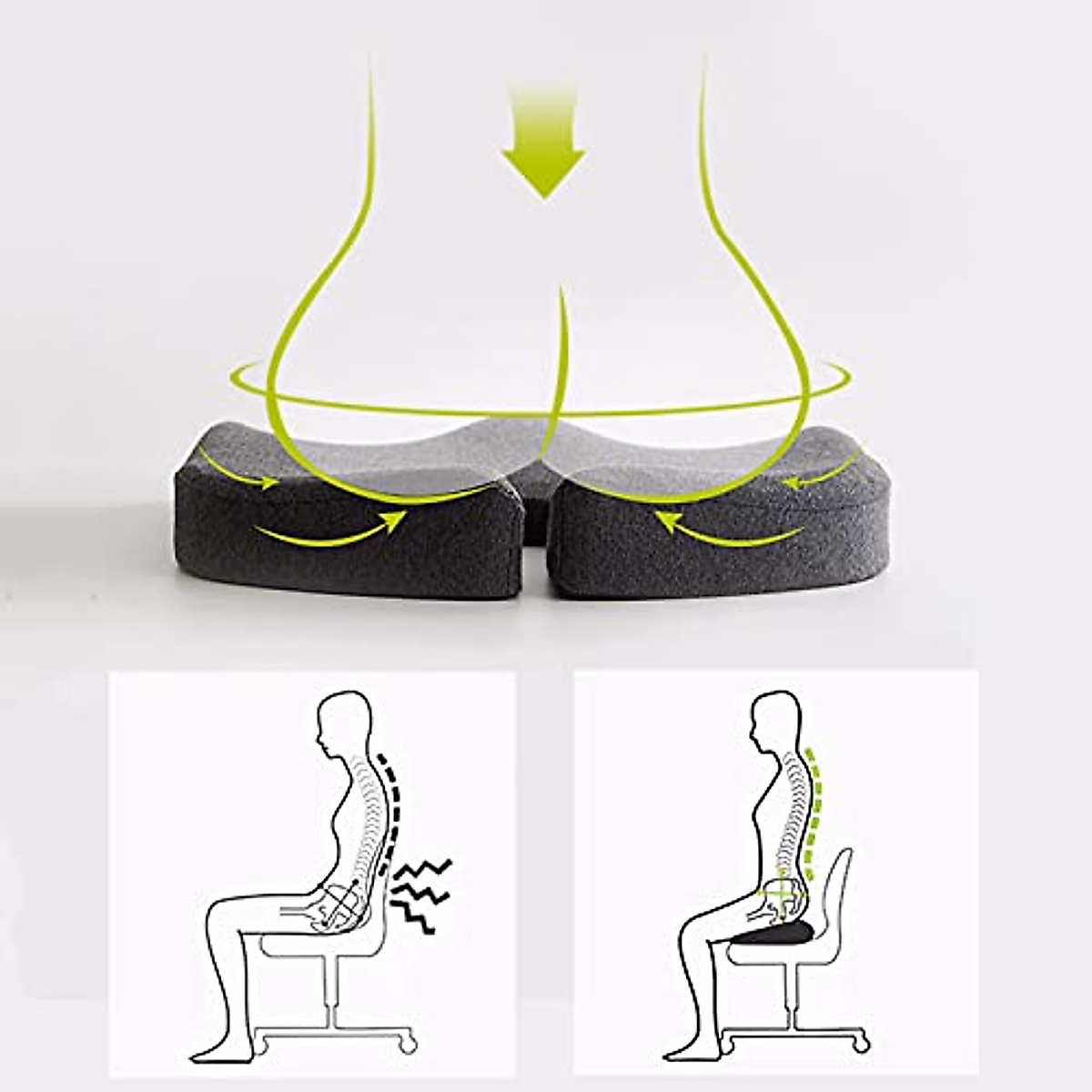 BAILR Chair Pads Softness 17×16inch, Non Slip and Chair Breathable Cushion with Zipper, Seat Pad Ergonomic for Home Office Sofa Car Wheelchair