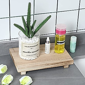 Wood Riser Tray Soap, Stand Soap Tray for Kitchen Sink, Wood Pedestal for Kitchen Counter Sink Stand Decorative Rustic Bathroom Dishes for Plant Bottles Candles Display (Natural, 9 x 6 Inch)