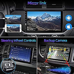 9 Inch Single Din Car Stereo Touchscreen Radio with Apple Carplay, Bluetooth, Android Auto, MirrorLink, Backup Camera, FM/AM Car Radio, USB/SD/AUX-in, Fast Charging, Subwoofer