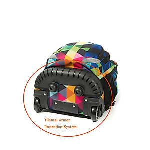 Tilami Rolling Backpack Armor Luggage School Travel Book Laptop 18 Inch Multifunction Wheeled Backpack for Students … (Blue Geometric 1)