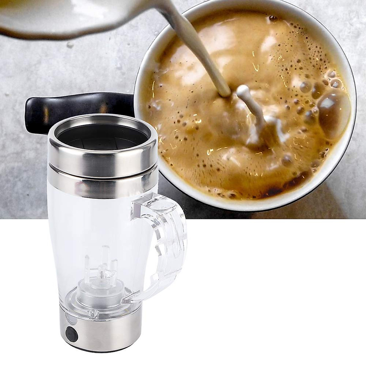 Fdit Premium Electric Coffee Self Stirring Cup, Stainless Steel Portable Mixing Mug/Shaker Cups for Coffee/Tea/Hot Chocolate/Milk