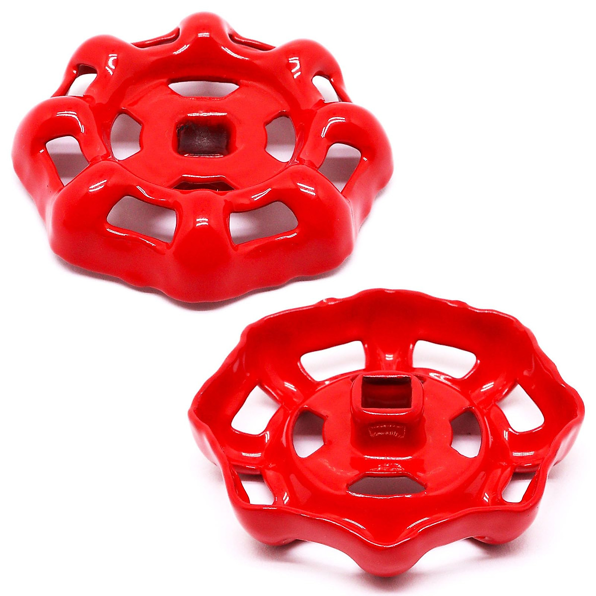 ZHMEINA 2 Pack Outdoor Faucet Handle, Faucet Handle Replacement, Cast Steel Faucets Round Wheel Handles, Replacement Water Spigot Handles with Screws Spacer 9/32inch x 9/32inch (6mm x 6mm)