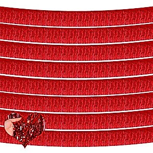10 Pack 10 Feet Red Foil Fringe Garland Metallic Tassle Banner Wall Hanging Tinsel Streamers Backdrop for Parade Floats, Bachelorette, Wedding, Birthday, Halloween, Christmas Party Decorations