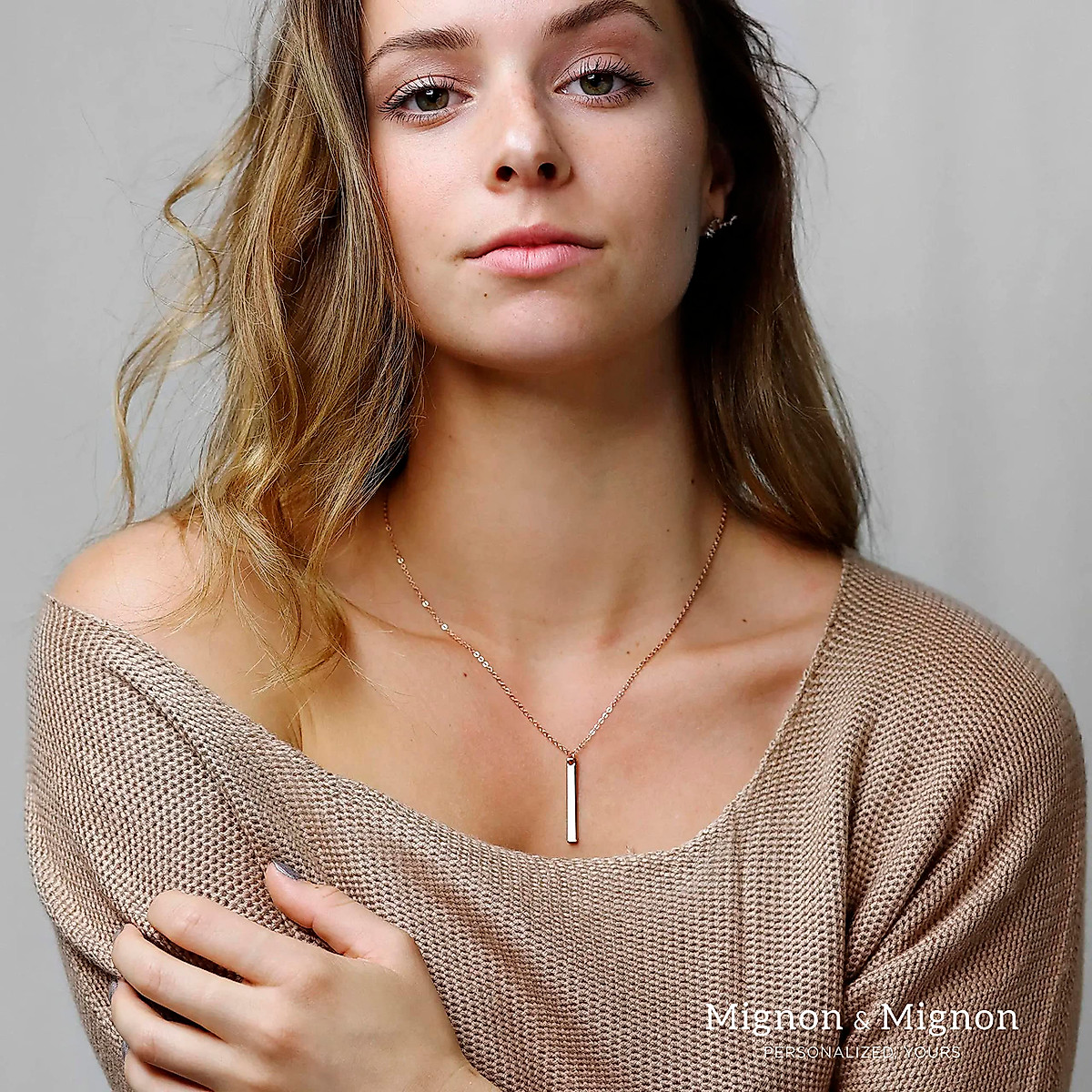 MignonandMignon Coordinates Necklace Pendant Necklace Latitude and Longitude Lat Long Personalized Bridesmaid Jewelry Christmas Gift Gift for Her - 6N (Silver)