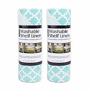 DII Fridge & Shelf Liner Collection Non-Adhesive, Cut to fit, Machine Washable, 12x20, Lattice Aqua Lattice, 2 Piece