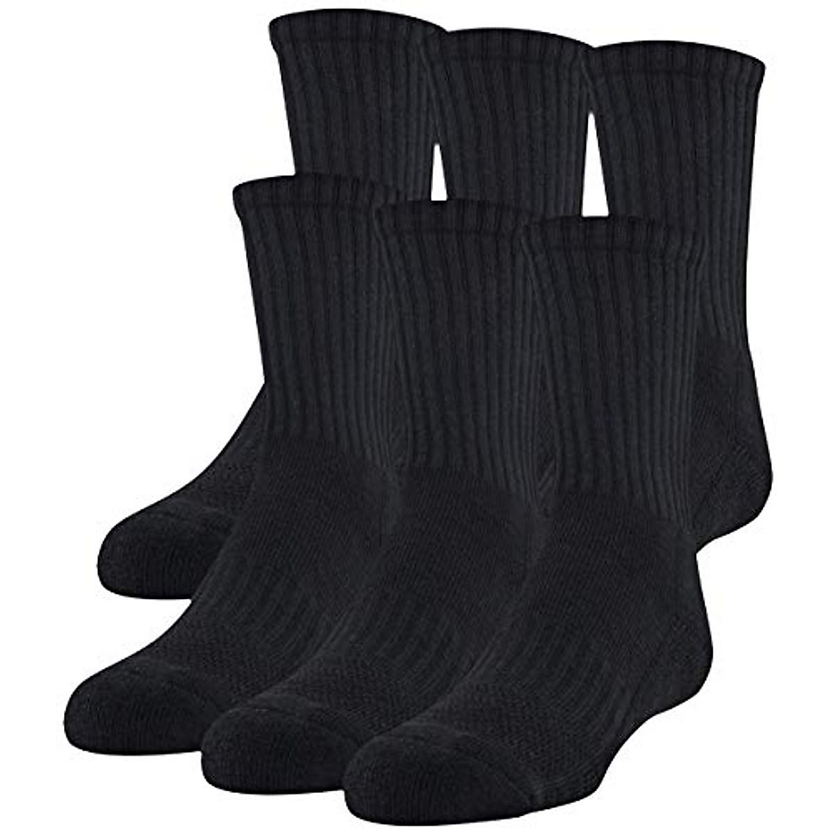 Under Armour Youth Training Cotton Crew Socks, Multipairs , Black (6-Pairs) , Small