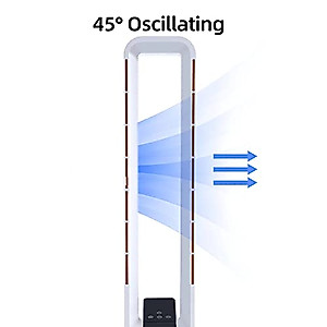 HealSmart 38 inch Bladeless Fan, 3 Speeds & 15 Hours Timer Tower Fan, with Remote Control, Air Circulator Fan for Room, White