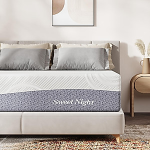 Sweetnight Queen Size Mattress, 10 Inch Cooling Gel Memory Foam Mattress for Moisture Wicking, Plush Foam Mattress for Comfy Sleep, Mattress in a Box, Luna, Gray+White