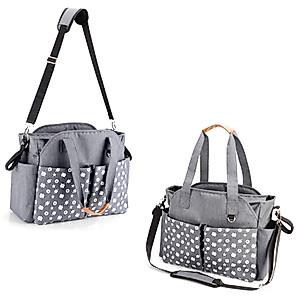 Jenleestar Diaper Tote Bag, Diaper Changing Handbag with Stroller Straps & Shoulder Strap for Hospital & Maternity, Large Capacity Baby Weekender Travel Bag(Grey)