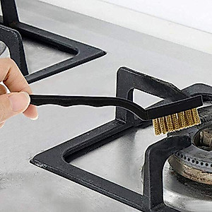 LIFETORE 10 PCS Mini Brass Wire Brush Set，Wire Bristle Scratch Brush Set for Cleaning Welding Slag and Rust