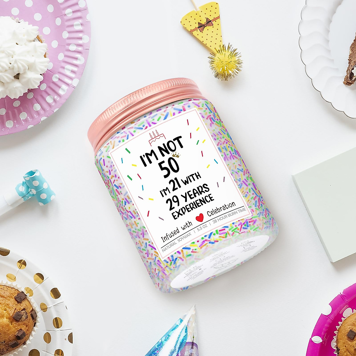 Happy Birthday Candle Gift for Women, Funny 50th Birthday Gifts Ideas for Friends, Unique Bday Presents for Mom, Wife, Grandma, Sister, Bestie, Vanilla Scented, 5.5 Oz