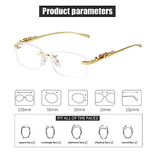 JUDOO Fashion Rimless Rectangle Sunglasses for Women Men Trendy Tinted Lens Frameless Shades UV400 Protection Lens
