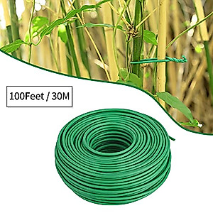 Bacetuao 2.5mm/ 0.1" Soft Plant Ties, Garden Ties TPR Flexible Durable Heavy Duty Twist Wire for Twine Tomato Branches Vines and Tying Up Cable Wires (Green)(100 Feet / 30.5m)